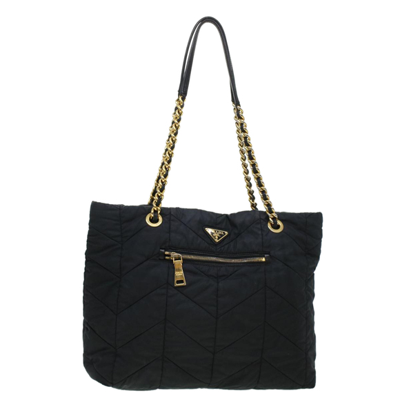 Prada | Bags | Prada Quilted Chain Tote Bag Nylon Black Auth Yk6744b ...
